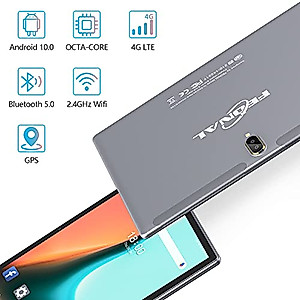 Tablet 10.1'' Android 11 Tablet 2023 Latest Update 4G Phone Tablet 64GB + 4GB Storage Octa-Core Processor, 13MP Camera, Dual SIM Card Slot, 128GB Expand Support, GPS, WiFi, Bluetooth, 1080P HD (Gray)