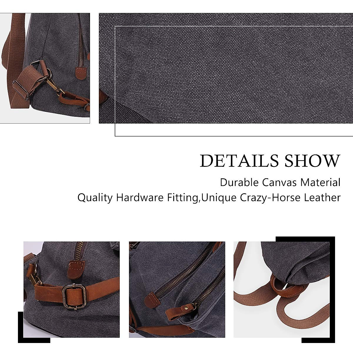 KL928 Canvas Vintage Backpack – Large Casual Daypack Outdoor Travel Rucksack Hiking Backpacks for Men Women