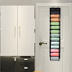 2 Pack Legging Hanging Storage Organizer, HUNTALG Yoga Leggings Space Saving Bag Storage Hanger with 24 Compartment, Foldable Clothes Closets Roll Holder for T-Shirt, Towel, Legging, Jean (Black)