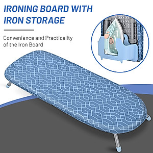 APEXCHASER Foldable Ironing Board with Iron Holder, Small Ironing Board with 2 Heat Resistant Ironing Covers, Portable Tabletop, with Non-Slip Feet for Home Travel Use