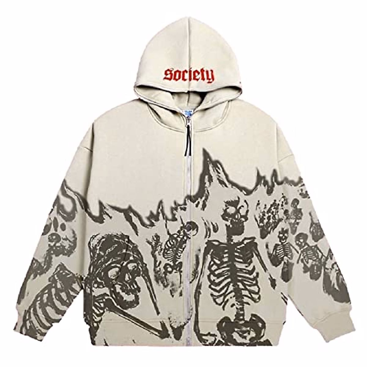 FantasyGears Y2k Zip Up Hoodie Vintage Skeleton Jaket Streetwear Gothic Sweatshirt Harajuku Zipper Hoodies