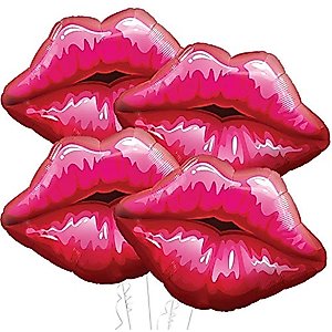 KatchOn, Red Lip Balloons Set - Large 30 Inch, Pack of 4 | Kiss Balloons Decorations | Lips Balloon, Galentines Day Balloons | Red Valentines Balloons | Lip Balloon for Galentines Day Decorations