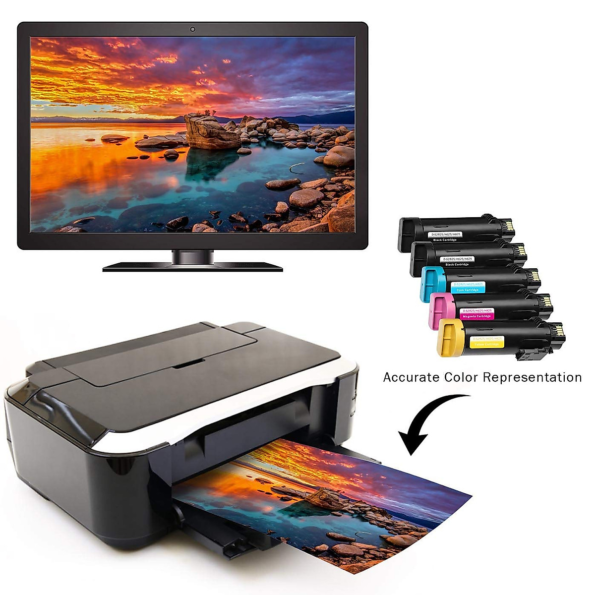 Limeink Compatible Toner Cartridge Replacement for Dell H625cdw Toner H825cdw for Dell Toner S2825cdn High Yield Laser Toner Cartridges For H625 H825 s2825 Ink 5 Pack 2 Black 1 Cyan 1 Yellow 1 Magenta