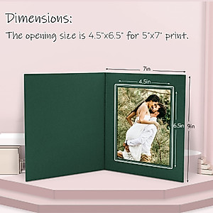AUEAR, Pack of 25, 5X7 Photo Folders, Atrovirens with Gold Lining, Cardboard Picture Frame for Special Events: Wedding, Graduation, Christmas