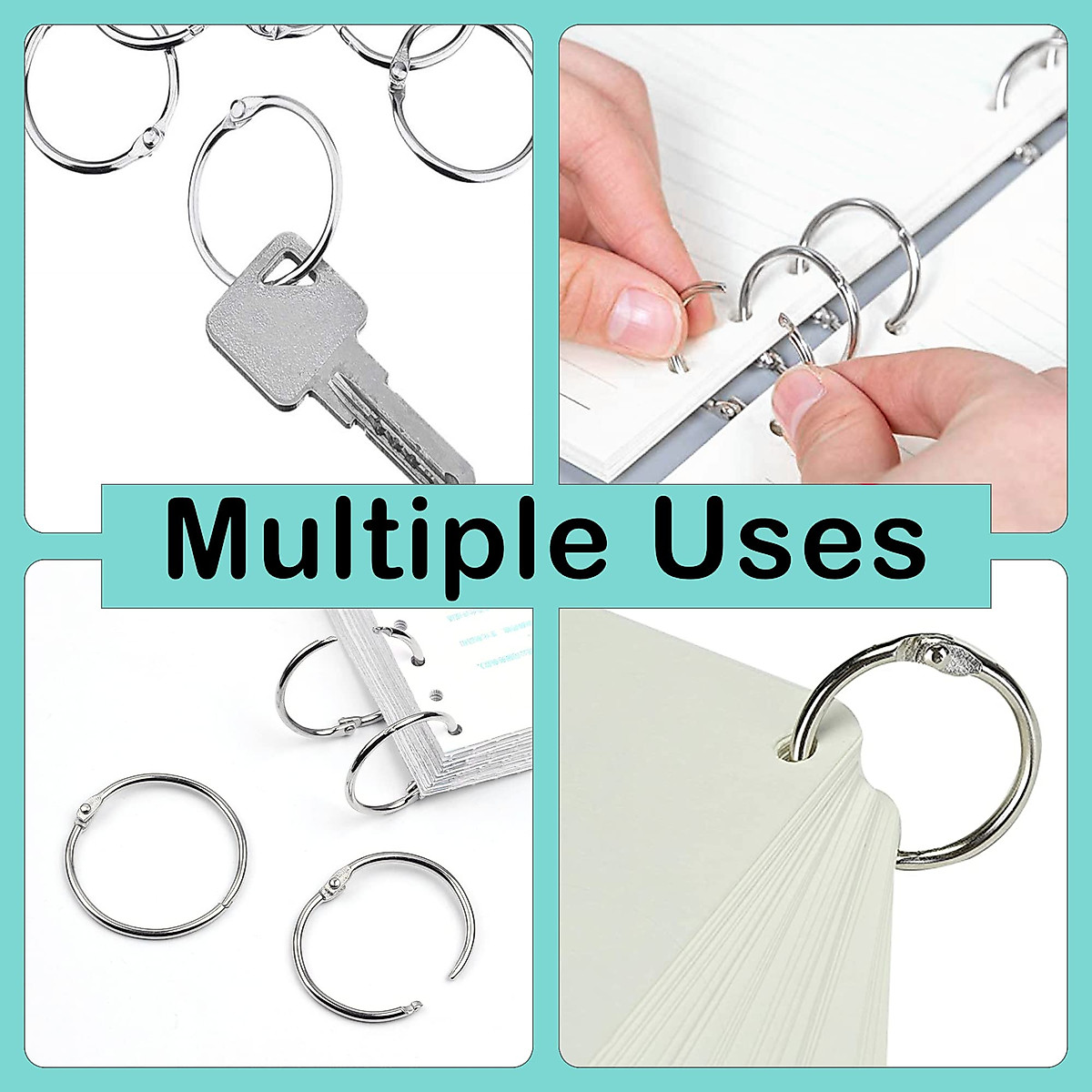 Binder Rings, 1 Inch - 100 Pack Metal Rings, Heavy Duty Steel Book Rings - Use for Paper Rings, Key Rings, Binder Ring, Metal Rings for Index Cards Great for Home, School, and Office