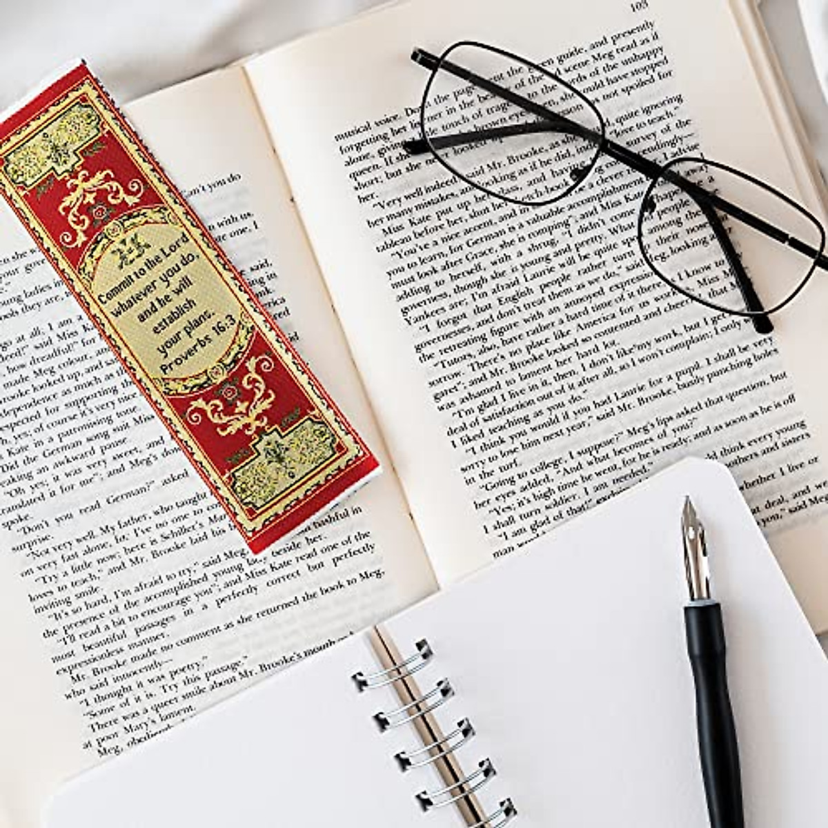 Fabric Bible Bookmark with Bonus Tassel Bookmark - Proverbs 16:3: Commit to The Lord Bible Book Markers - Christian Bookmarks for Women & Men - Religious Bookmarks - Christian Gifts for Women