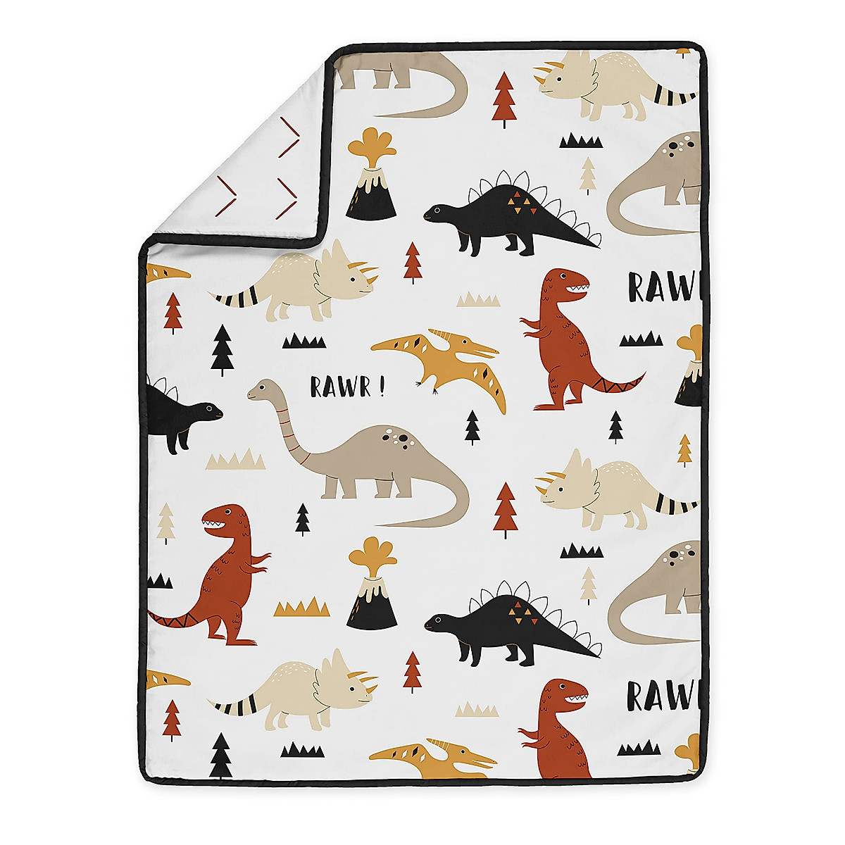 Sweet Jojo Designs Mod Dino Baby Boy Girl Nursery Crib Bedding Set - 4 pieces - Orange Tan Rust Taupe Mustard Yellow Beige Brown Black Modern Dinosaur Boho Dinosaurs Arrow Chevron Herringbone Neutral