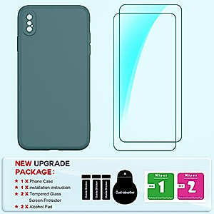 LeYi for iPhone Xs Max Case: iPhone Case Xs Max with [2 Pack] Tempered Glass Screen Protectors, Soft Silicone Ultra Slim Shockproof Case with Anti-Scratch Microfiber Lining for iPhone Xs Max, Green