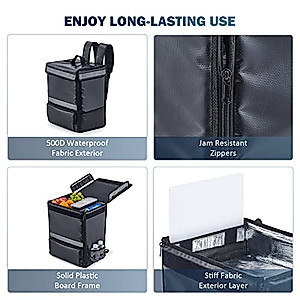 CO-Z 35L Food Delivery Backpack, Insulated Hot Pizza Catering Thermal Backpack, Cooler Backpack with 3 Dividers and Cup Holders, Waterproof Hot Cold Grocery Backpack for Uber Eats, Camping & Beach
