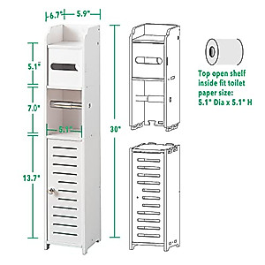 TuoxinEM Over The Toilet Storage,Toilet Paper Cabinet for Half Bathroom,Small Bathroom Storage for Tiny Spaces,Narrow Toilet Paper Cabinet,White