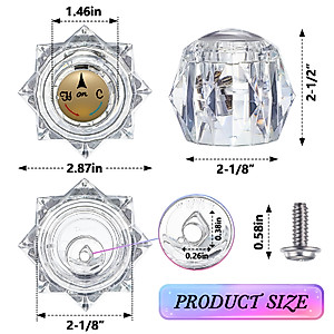 Dreyoo Faucet Handle Compatible with Delta Faucet RP2391, Single Clear Knob Handle Kit with Offset Hole for Shower/Tub, 2-1/2" x 2-1/8" Faucet Knob Replacement, Clear Acrylic Finish (1 Pack)
