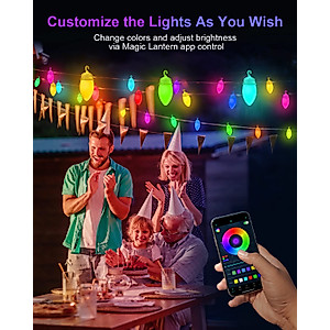 JIMIMORO Smart Outdoor String Lights - 48FT RGB Patio Lights with 20 Dimmable IP65 Waterproof Warm White LED Bulbs APP & Remote Control Patio String Lights for Outside Balcony Backyard Party Cafe B