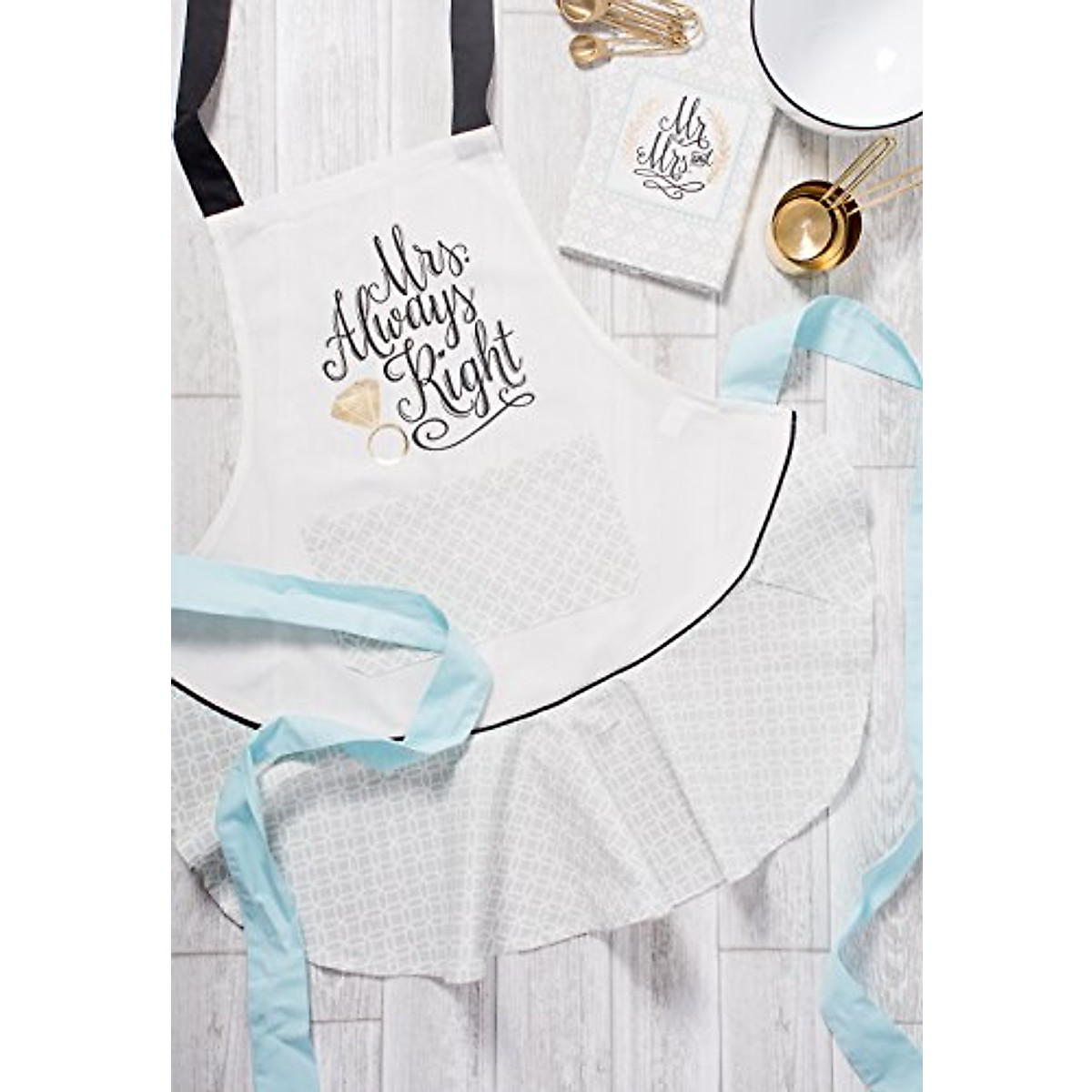 DII Women's Spring & Summer Apron Collection Adjustable, Two Large Pockets & Extra Long Ties, One Size Fits Most, Mrs. Always Right