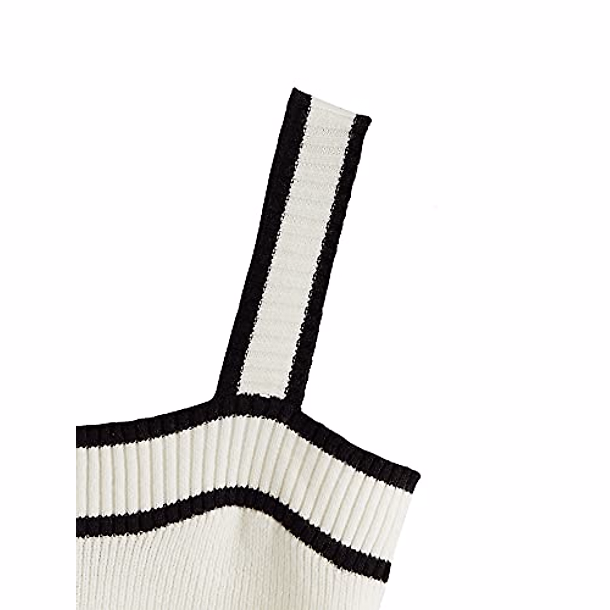 SweatyRocks Women's Sleeveless Ribbed Knit Spaghetti Strap Crop Cami Tank Top Black White M
