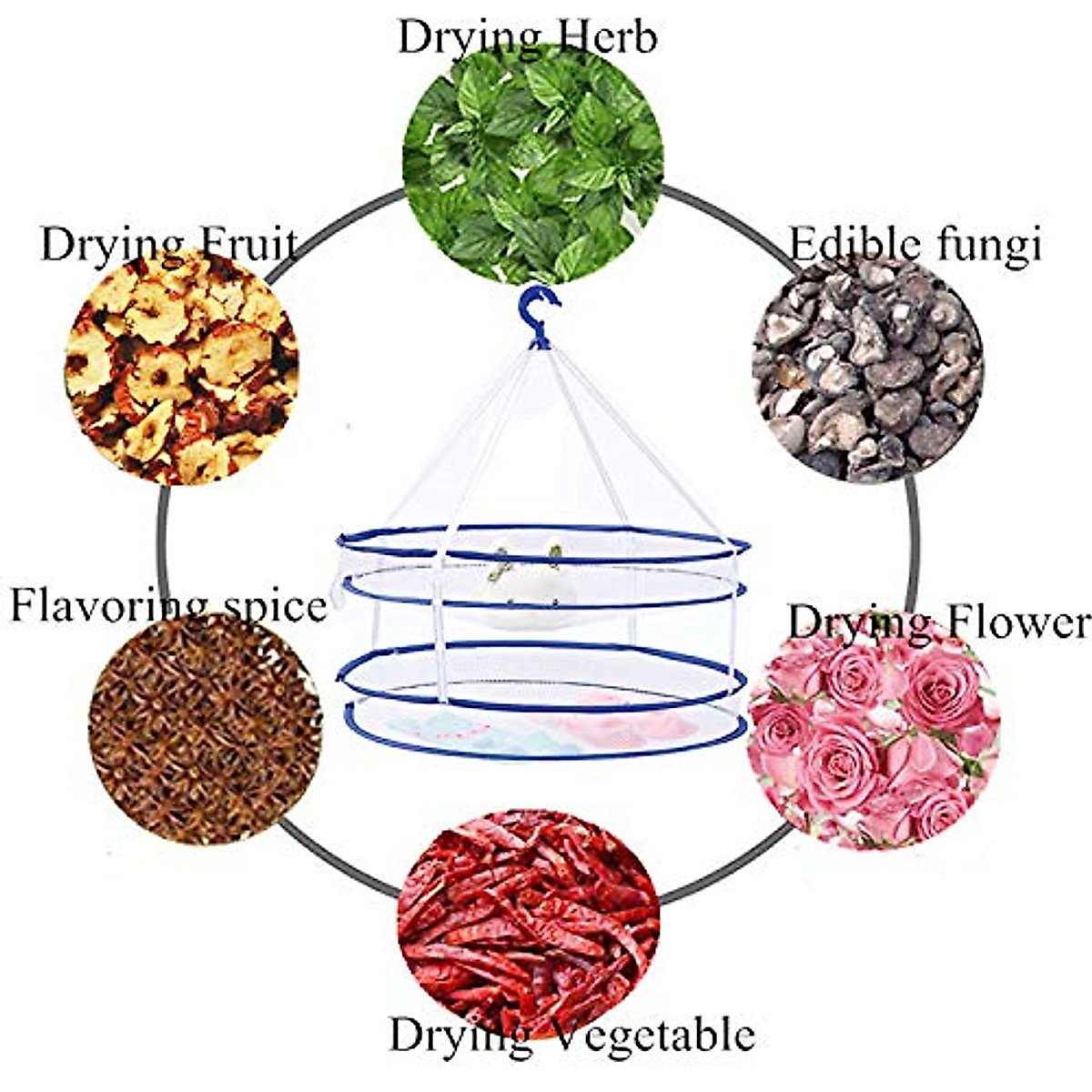 White mesh Hanging Weed Drying Rack herb Dry net Flat Light Clothes Dryer 2 Layer