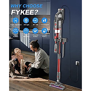 Fykee Cordless Vacuum Cleaner, Adjustable Mode Cordless Vacuum with Large Detachable Battery, 1.2L Dust Cup Ultra-Quiet Stick Vacuum Cleaner up to 35 mins Run Time for Carpet Hardwood Pet Hair