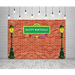 7x5ft Red Brick Wall Street Backdrop Cartoon Photography Backdrops Happy Birthday Party Background Party Decors Decorations Baby Shower Table Banner Background