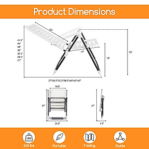 Giantex Set of 2 Patio Folding Chair, Adjustable Reclining Folding Chair w/ 7-Level Backrest, All-Weather PP Material, Portable Outdoor High Back Chair for Deck, Backyard, Camping