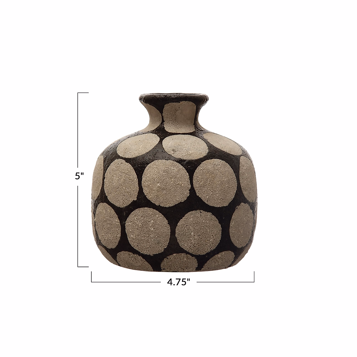 Creative Co-Op Terracotta Vase with Wax Relief Dots, Black and Natural