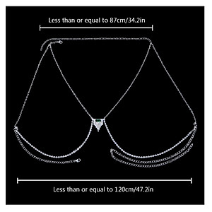 Rhinestone Chest Bracket Bra Chain Body Jewelry Bikini Crystal Body Chain Rhinestone Bra Chain Summer Sexy Chest Chain for Women (Gold)