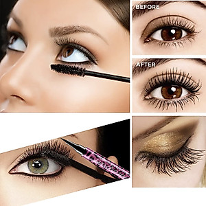 Benuomi 4D Silk Fiber Lash Mascara Long Lasting Waterproof Mascara Thickening Lengthening Mascara 2pcs/Set Mascara and Eyeliner Set Durable Waterproof Eyeliner Liquid Eyeliner Pencil Eyes Makeup Kit (2 IN 1-A)