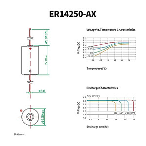 EEMB 50Pack ER14250 1/2AA 3.6V Lithium Battery with AX Solder Tabs Li-SOCL₂ Non-Rechargeable Battery XL-050F SB-AA02 LS14250 TL-5902 TL-2150 for Slot Machine/Game chip Board