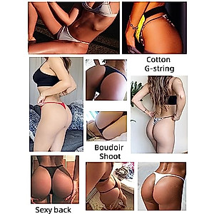 KUKU PANDA Cotton Thongs for Women Sexy Seamless Woman G String Panties 3 Pack Set (Black/Red/White, Small)