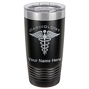 LaserGram 20oz Vacuum Insulated Tumbler Mug, Cardiology, Personalized Engraving Included (Black)