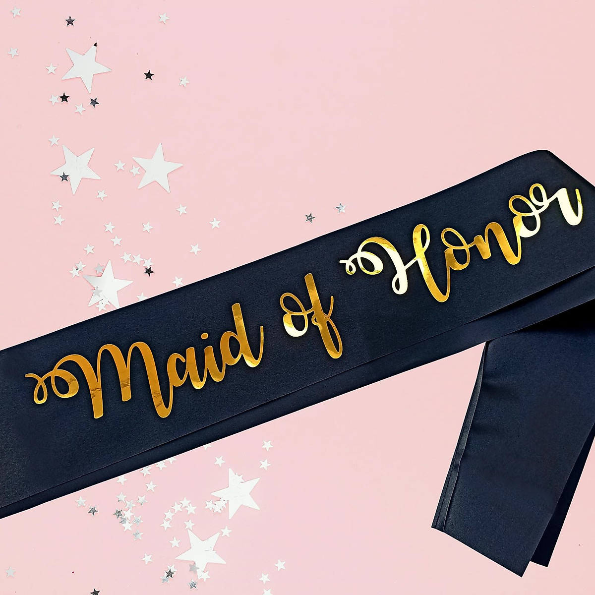 Magnusson's Garden Maid of Honor Sash, Bachelorette Party Black and Gold Sash, Bridal Shower Decorations, Wedding Party Accessories, Chief Bridesmaid Proposal Gift Ideas