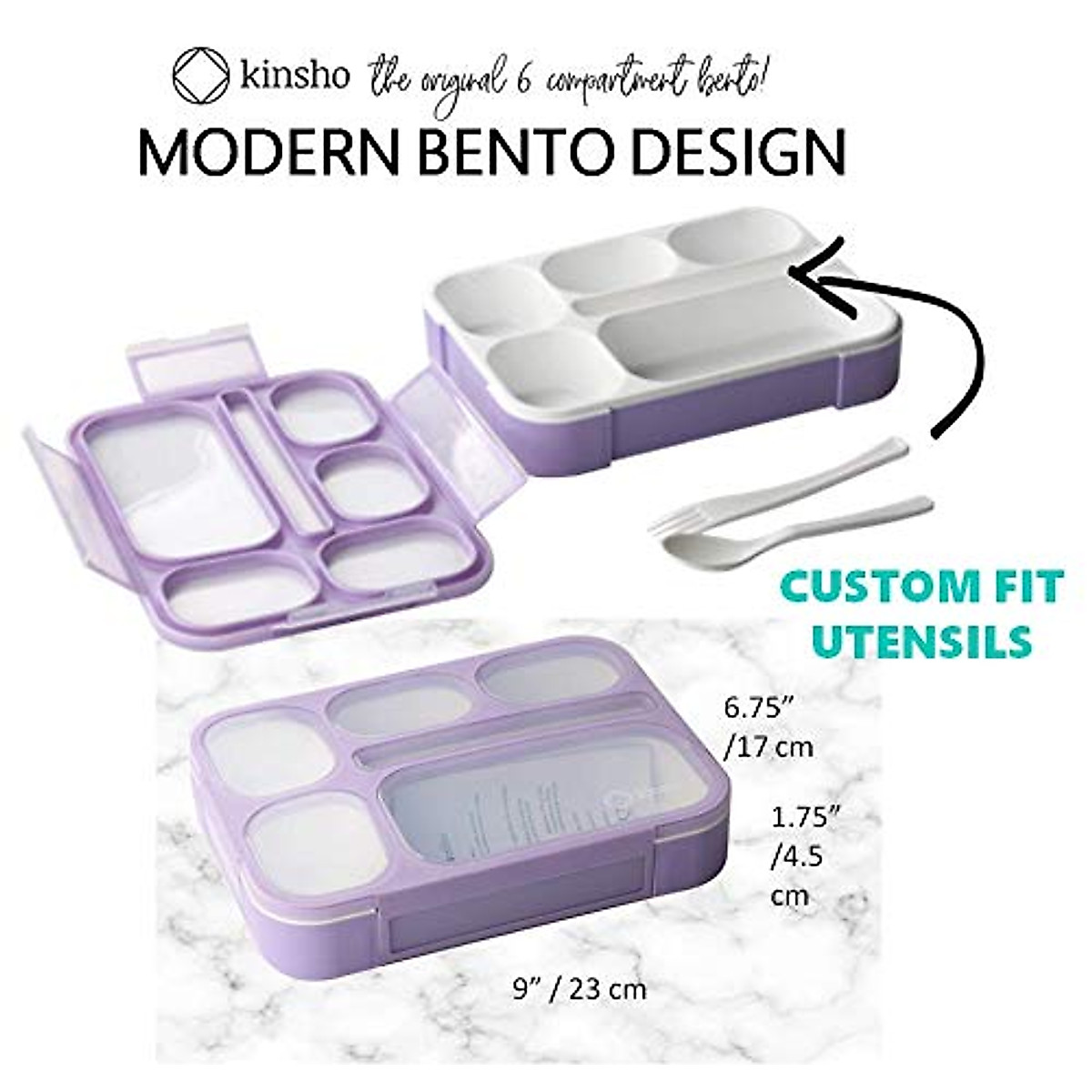Bento Box with Bag and Ice Pack Set for Kids. Lunch Boxes Snack Containers for Boys Girls Adults. 6 Compartments, Leakproof Portion Container Boxes Insulated Bags for School Lunches, BPA Free, Lilac