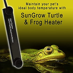 SunGrow Turtle & Frog Heater, 10W, Cat & Dog Heated Water Bowl, Bird Fountain Deicer, Chicken & Horse Water Dispenser, Quail, Goose Waterer Bucket, Submersible Aquarium Heater Small Tanks