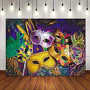 LTLYH 7X5ft Venetian Mardi Gras Backdrop Carnival Masquerade Photography Backgrounds Mask Colorful Backdrop Party Decoration Banner Studio Props 128…