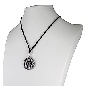 Ninefold Goddess Pendant Wiccan Pagan 9 Point Star Necklace - Pewter