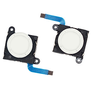 BRHE 3D Analog Joystick Replacement Left/Right Repair Kit Thumb Sticks Sensor with 4 “Y” Screws for Switch Controller NS Lite Console - 2 Pack (White)