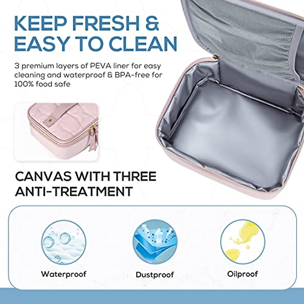 TOURIT Lunch Bag for Men Women Insulated Lunch Box Portable Food Containers Bag Small Lunch Bag Women for Office, Work, Picnic, Pink