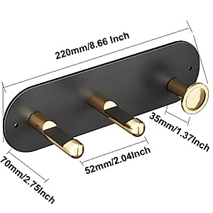 Hair Dryer Holder Wall Mounted Compatible for Dyson Hair Dryer, Salon Holder Storage Bathroom Organizer Adhesive Hair Dryer Rack Stand Aluminum Black Gold