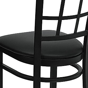 Flash Furniture HERCULES Series Black Window Back Metal Restaurant Chair - Black Vinyl Seat