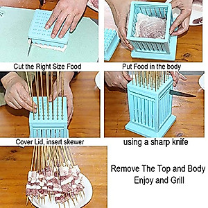 COOSKIN Barbecue Skewers Meat Skewer Tool 49 Hole Kebab Making Box BBQ Grill Beef Meat Slicer Kebab Brochette Maker Kit