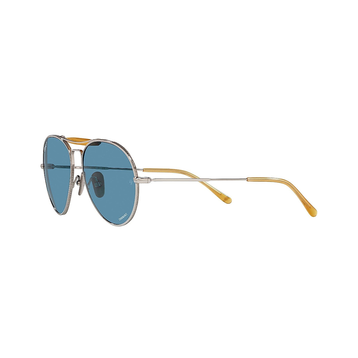 Ray-Ban RB8063 Titanium Aviator Sunglasses, Silver/Blue Polarized, 55 mm