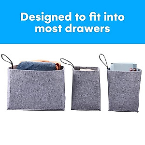 JTJ Sourcing Felt Storage Organizer - 7x10x10-Inch Baby Clothes Drawer Organizer - Dividers and Storage Division Box for Socks and Underwear - Nursery Organization Bins and Dresser Box - Set of 3