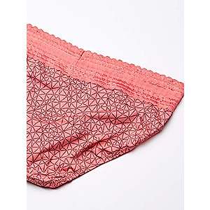 Warner's womens Blissful Benefits Dig-free Comfort Waistband With Lace Microfiber Hi-cut 3-pack 5109w Underwear, Sunkissed Coral Crystal Web/Rosewater/Black, Large US