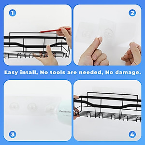 Sevlaz Shower Caddy Hanging, Adhesive Bathroom Organizers and Storage for Inside Shower, Black Rustproof Large Capacity Shower Shelves for Bathroom & Apartment