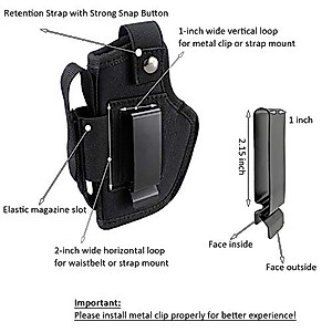 Depring Concealed Carry Holster IWB OWB Holster with Magazine Slot for Right and Left Hand Draw Fits Subcompact to Large Handguns Version 2.0