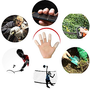 Gel Finger Cots, Finger Protector Support(14 PCS) NEW MATERIAL Finger Sleeves Great for Trigger Finger, Hand Eczema, Finger Cracking, Finger Arthritis and More. (Beige, Short)