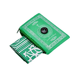 HAHTGSO Prayer Rug, Prayer Rug Muslim Travel Prayer Mat Pocket Prayer Mat, Pockets Prayer Rug Mat Pockets Prayer Rug Mat Muslim Sets Islam Prayer Mat Travel Essentials 60x100cm (Grass Green)