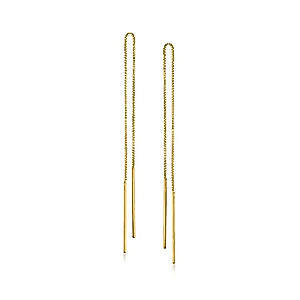 Ross-Simons 14kt Yellow Gold Linear Bar Drop Threader Earrings