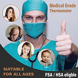 Amplim Baby Thermometer | 3-in-1 Infrared Thermometer for Ear, Forehead & Touchless, FSA/HSA Eligible Accurate Fever Thermometer for Baby, Infants, Toddlers, Kids & Adults | Black Base Stand & Clock