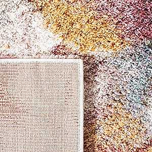 SAFAVIEH Calista Shag Collection 8' x 10' Ivory / Rust CAL152A Floral Non-Shedding Living Room Bedroom Dining Room Entryway Plush 1-inch Thick Area Rug