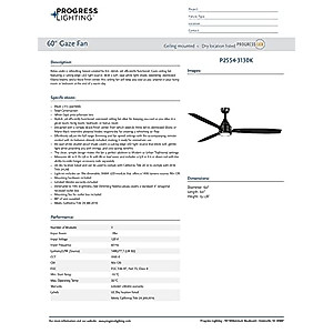 Progress Lighting Gaze Collection 60" LED Three-Blade Ceiling Fan