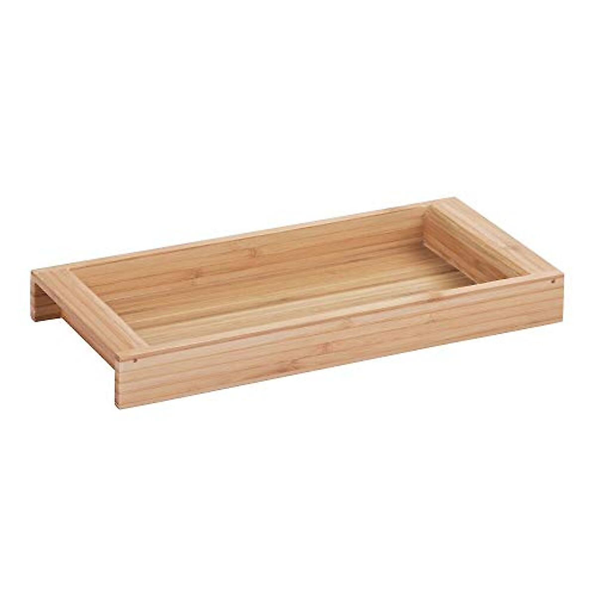 iDesign Formbu Bamboo Vanity Storage Tank Top Tray Organizer for Makeup Brushes, Tissues, Candles, Soap, Hand Towels, Toilet Paper Storage, 5.1" x 11.1" x 1.2", Natural Wood